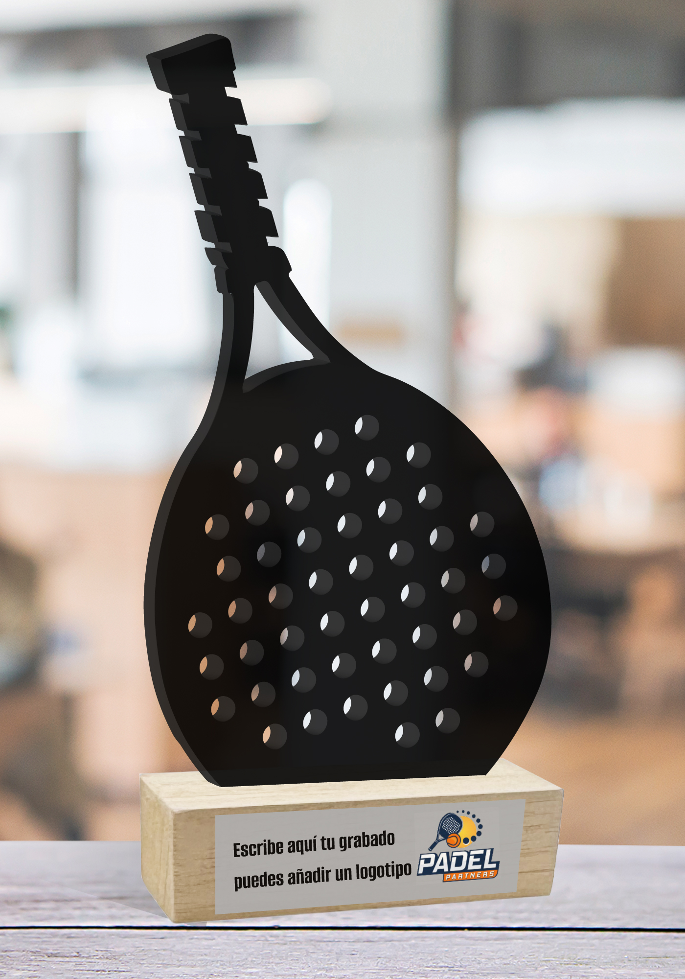 Methacrylate trophy paddle tennis silhouette