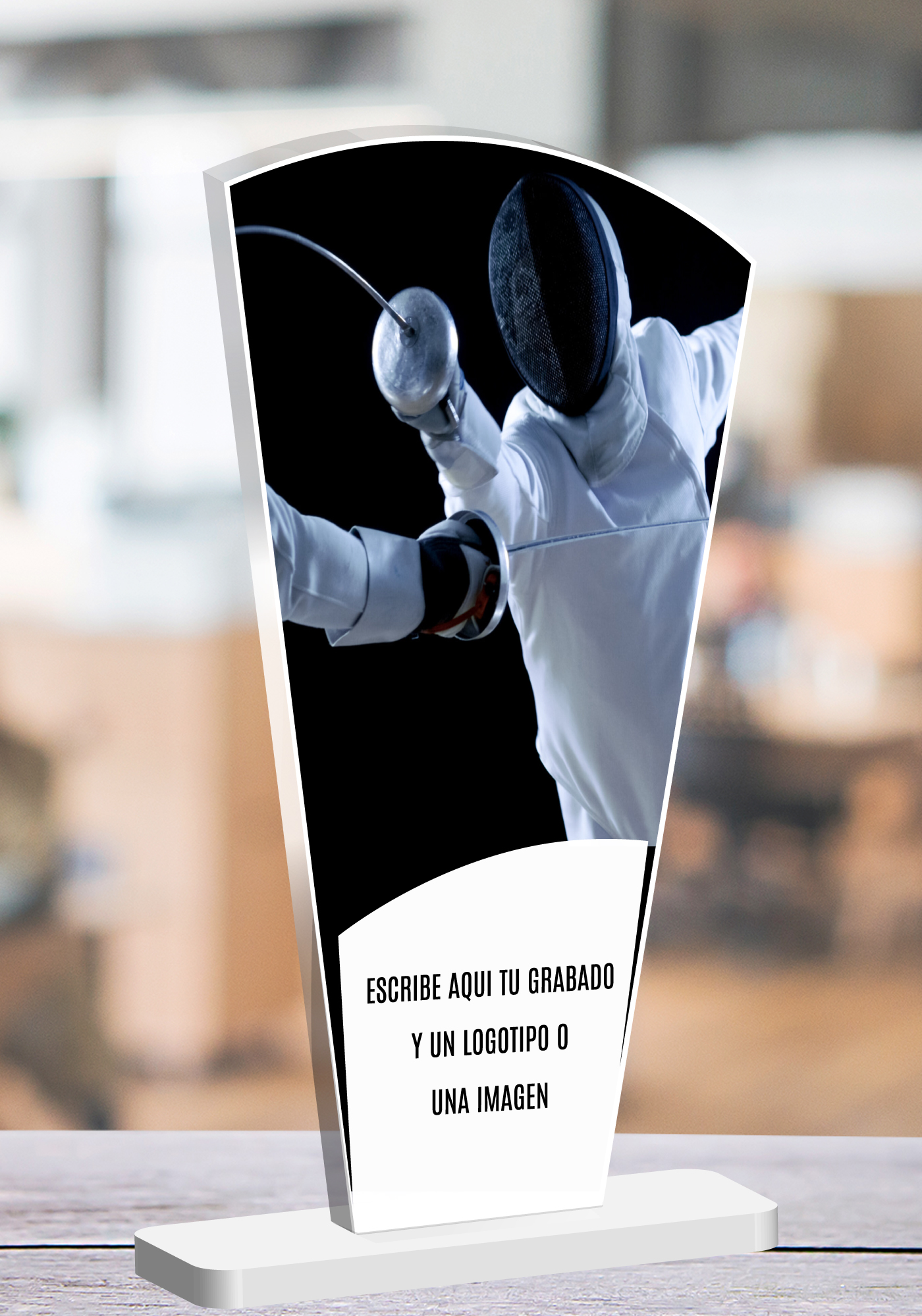 Methacrylate fan fencing trophy