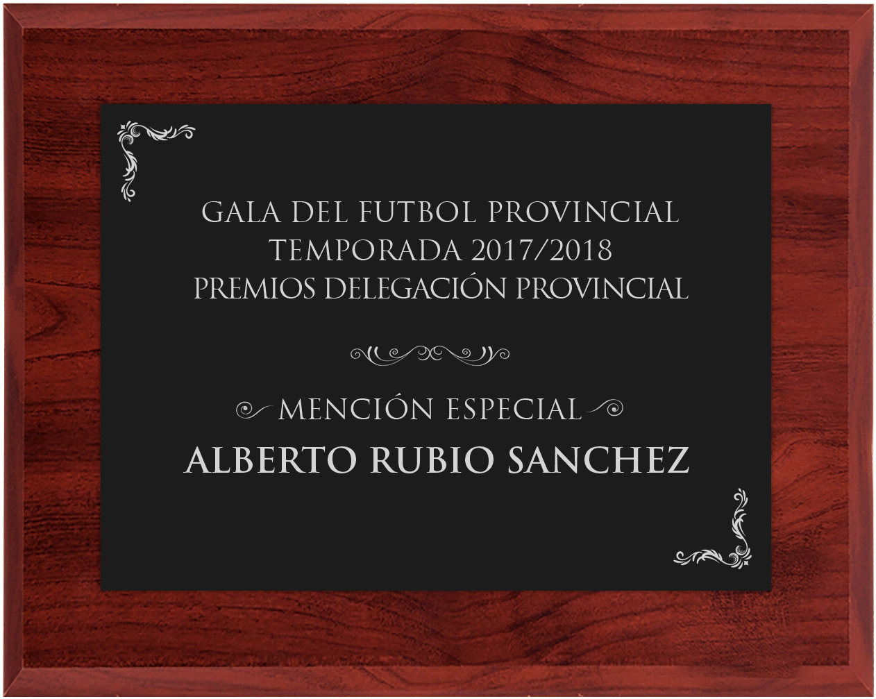 Placa conmemorativa madera en color negro/plateado