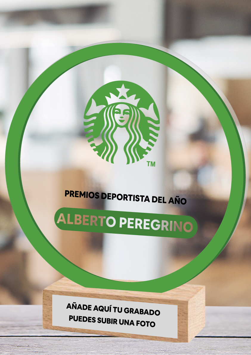 Trofeo metacrilato redondo transparente verde