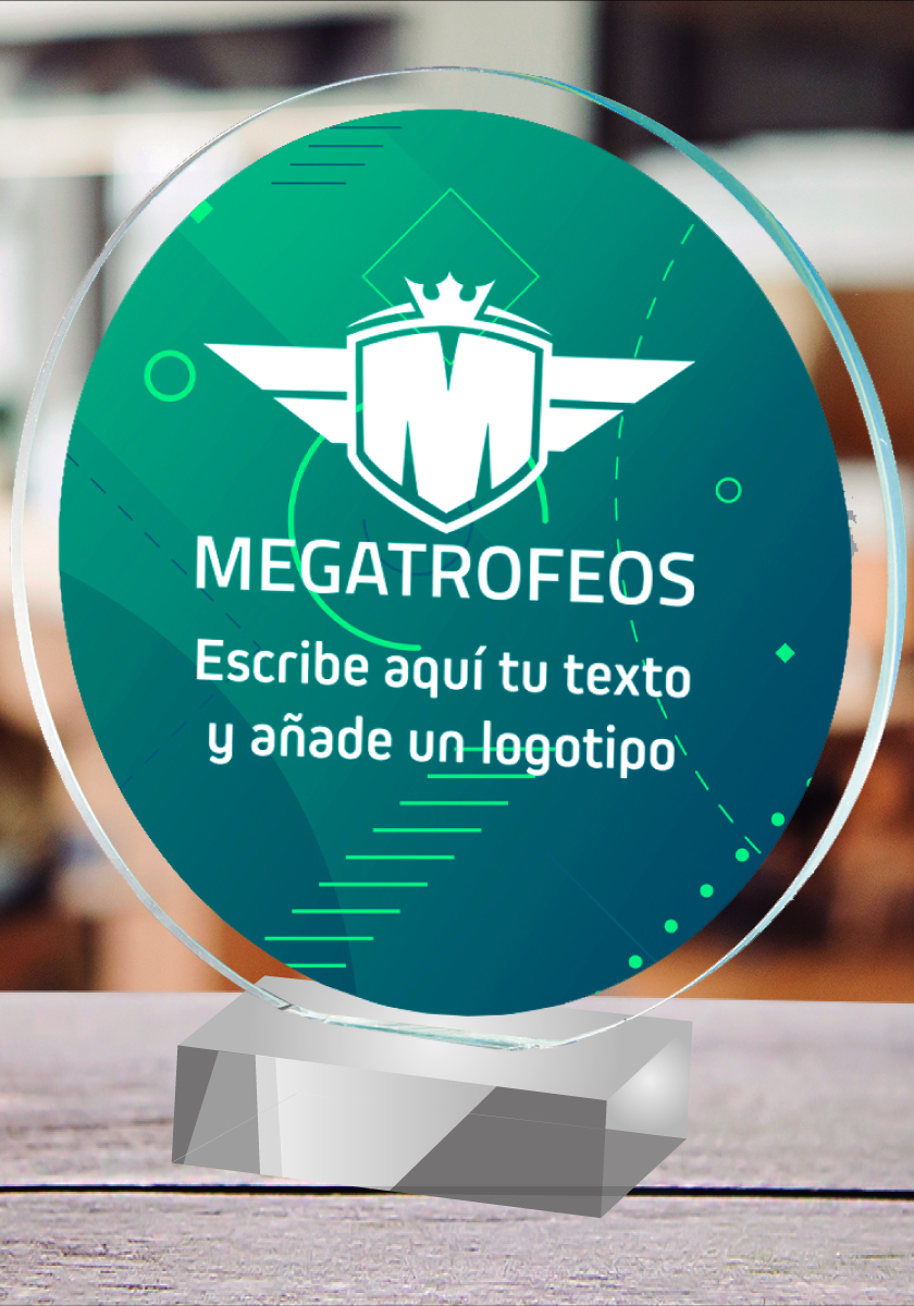 Trofeo redondo de metacrilato personalizado