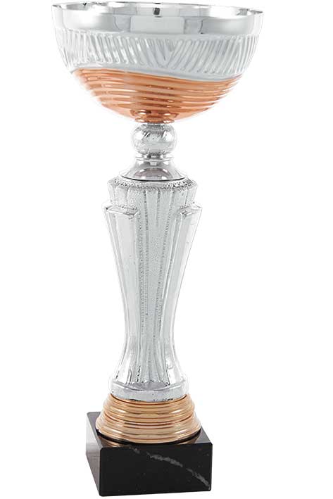 Trofeo copa con ondas cobre y plata