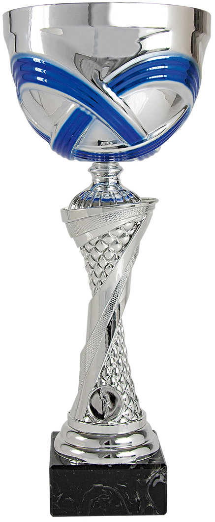 Silver-blue column cup trophy