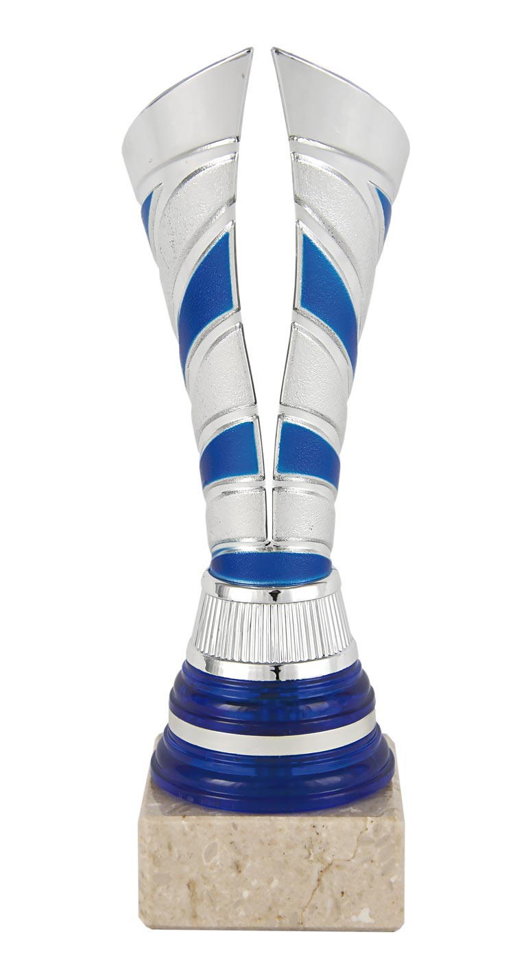 Trofeo coparon forma de antorcho y detalles azules