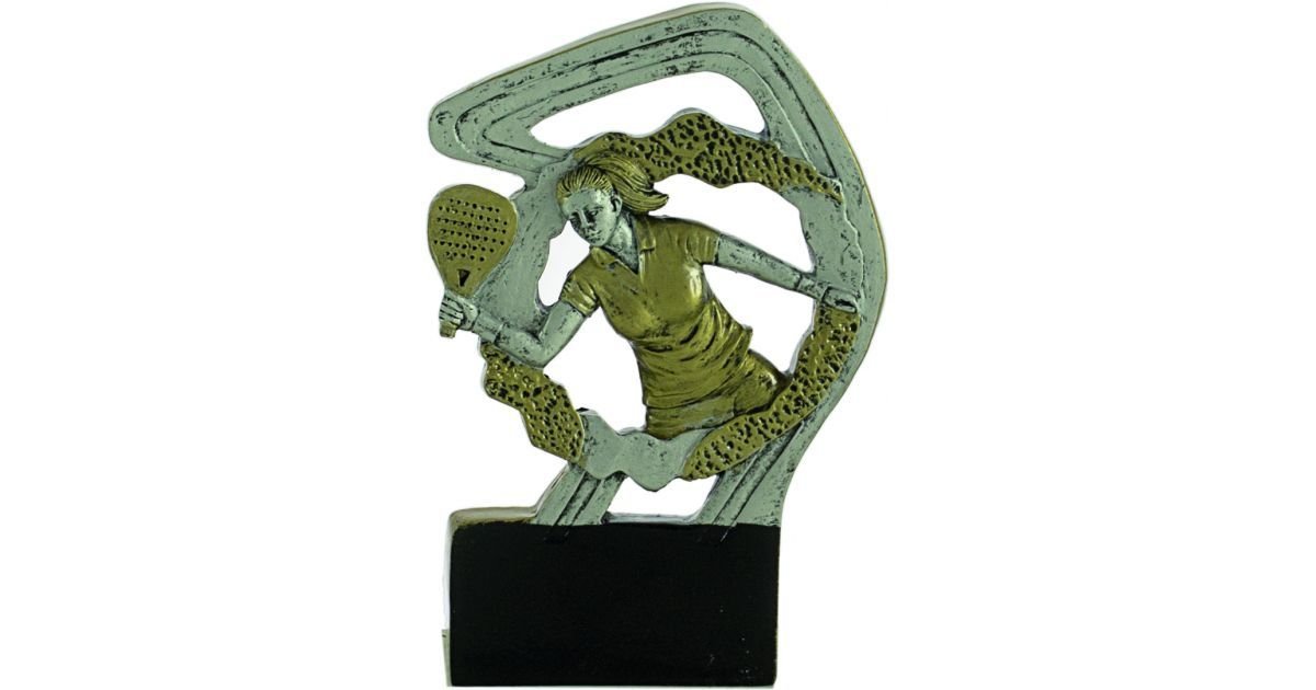Troféu de esportes em mulher de resina de padel