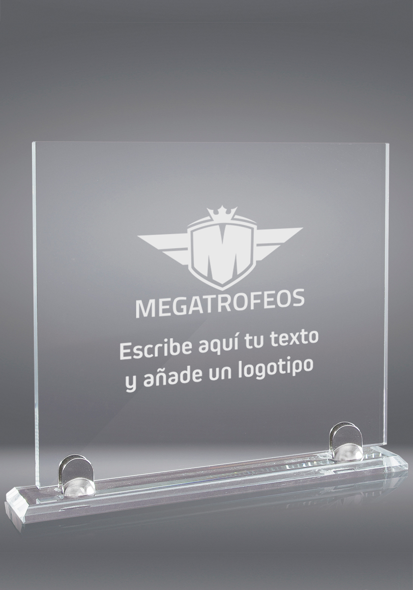 Rectangular Shaped Glass Trophy With Aluminum Stand