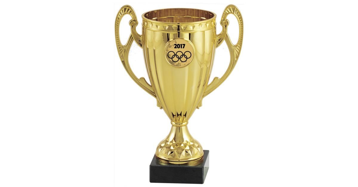 Troféu dourado clássico com alças